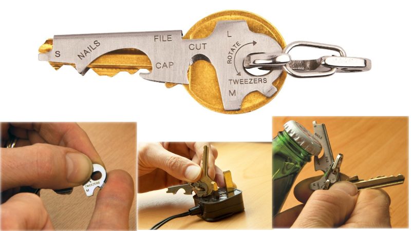 This stainless keychain multi-tool fits over a key - The Gadgeteer