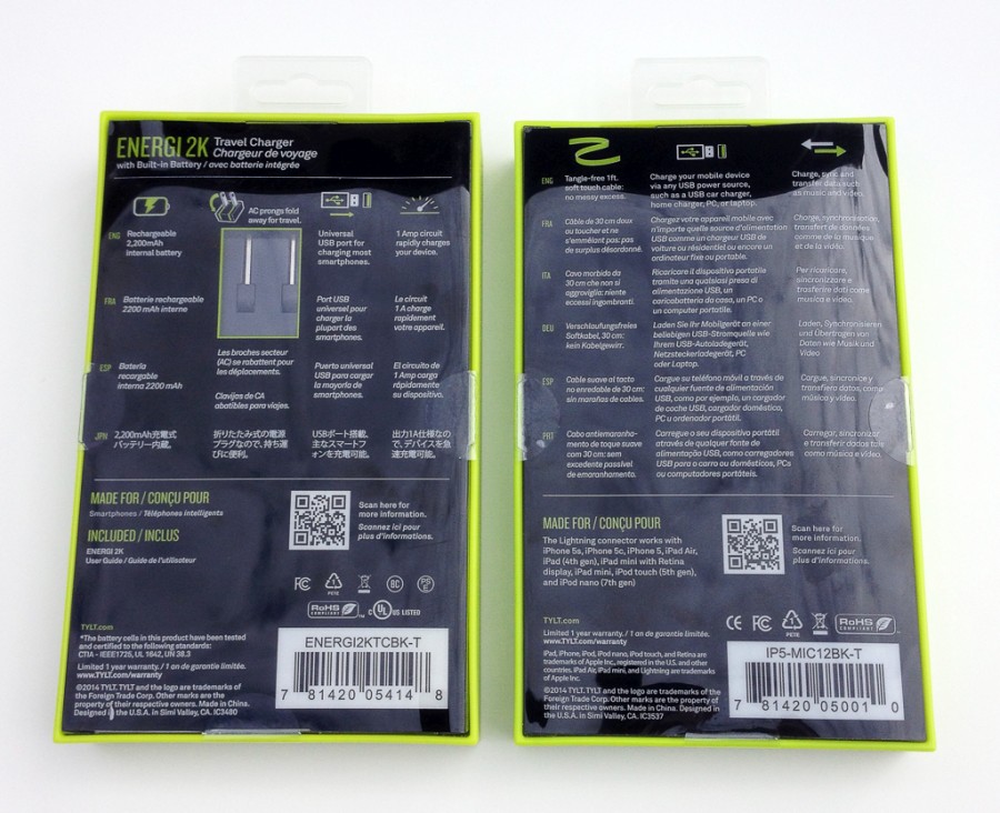 TYLT ENERGI 2K Travel Charger and SYNCABLE-DUO Charge and Sync Cable ...