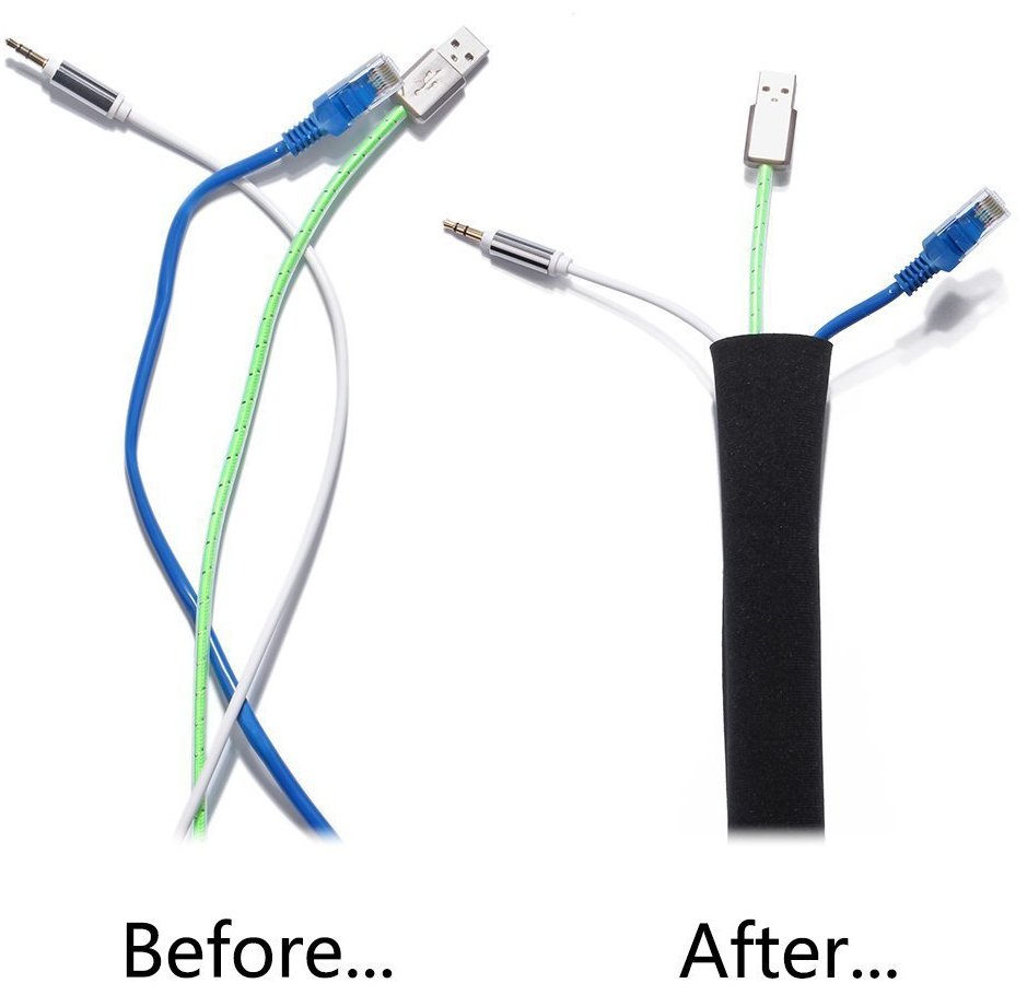Use neoprene cable sleeves to attractively organize your cable mess ...