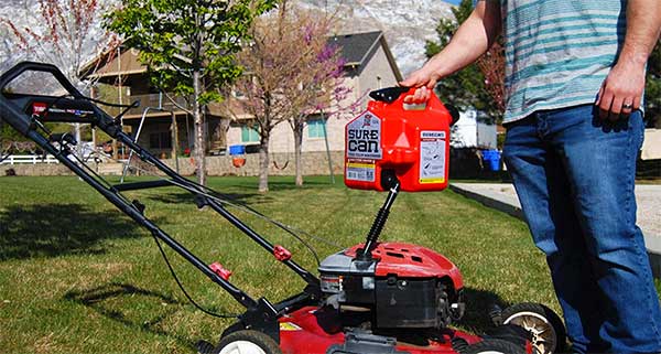 Using a SureCan gas can means never overfilling your lawn mower again ...