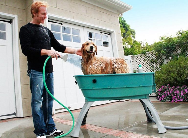 The elevated Booster Bath makes washing your dog less backbreaking ...