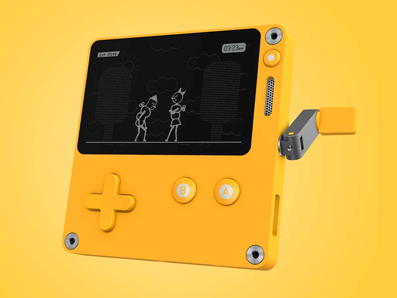 Playdate is a game system with a b&w screen and a crank. Shut up and ...