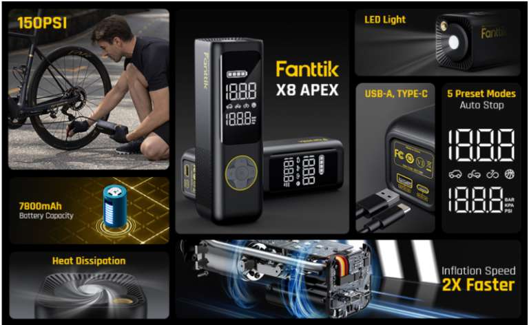 Fanttik X8 APEX Tire Inflator Portable Air Compressor review - The ...