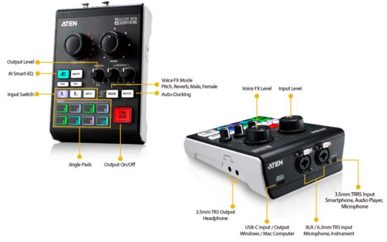 ATEN Podcast AI Audio Mixer (UC8000 MicLIVE) review - The Gadgeteer