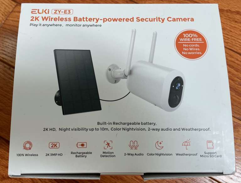 Euki ZY-E3 solar-powered Wifi security camera review – Prevent porch ...