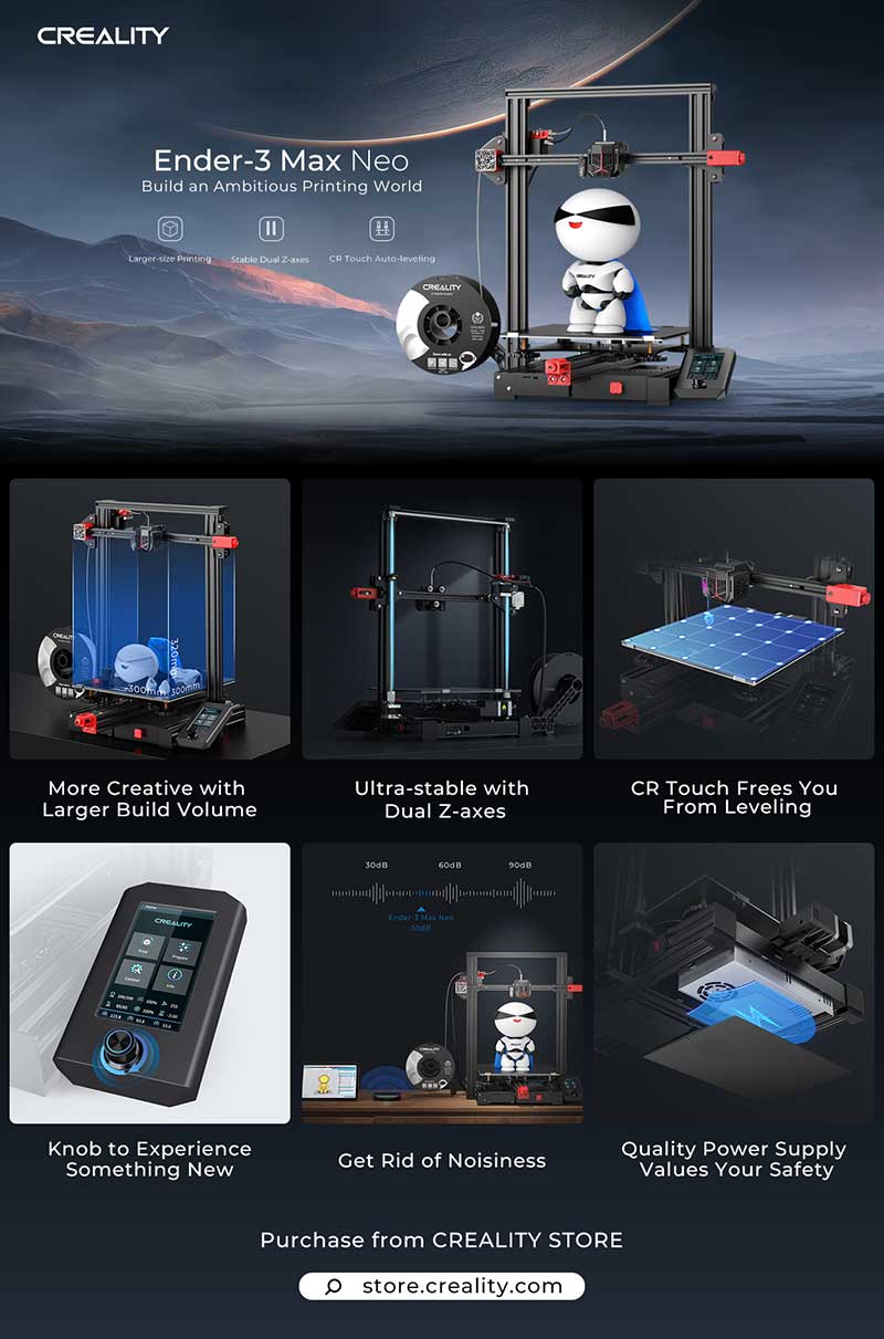 Creality Ender-3 Neo, Ender-3 V2 Neo and Ender-3 Max Neo 3D printers ...