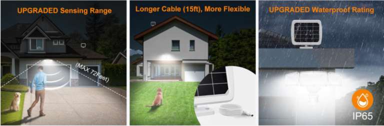 Lepower 1600LM Motion Sensor Security Lights with Solar Panel review ...