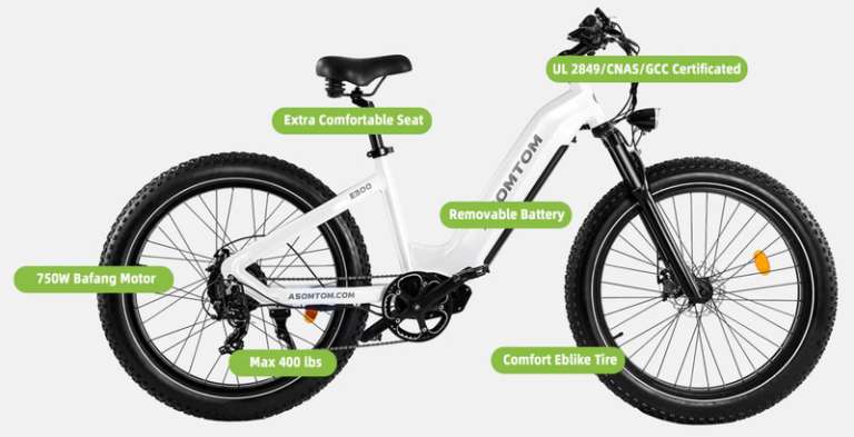 Asomtom E300 step-thru all-terrain electric mountain bike review - The Gadgeteer