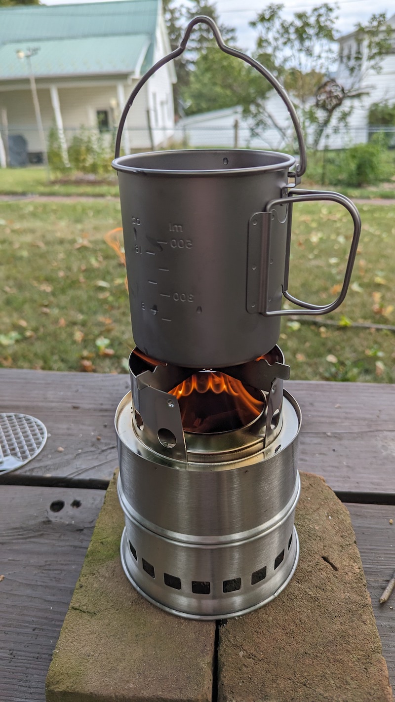 Tom Shoo Wood Stove and Titanium Pot review - Wood fired camp cooking ...