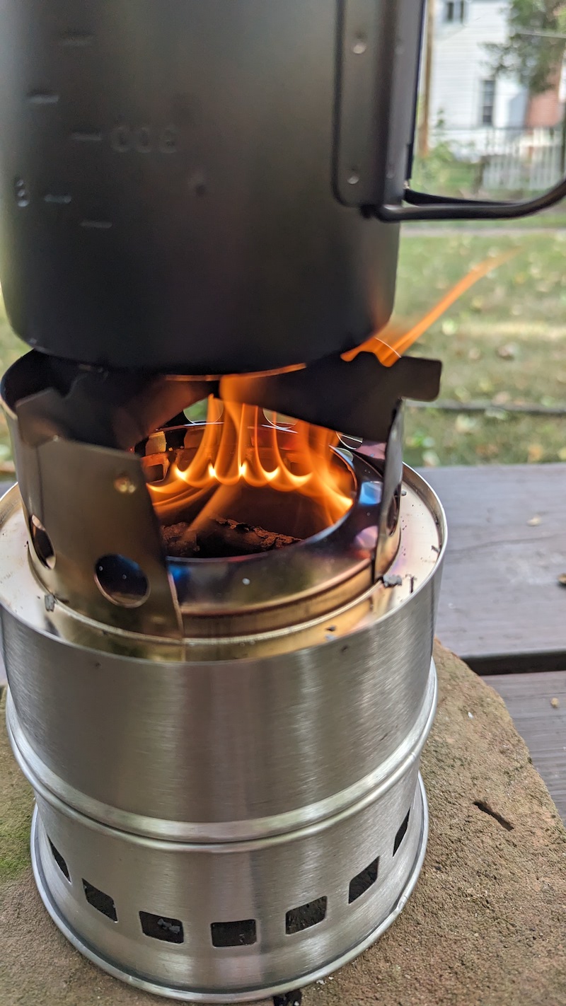 Tom Shoo Wood Stove and Titanium Pot review - Wood fired camp cooking ...