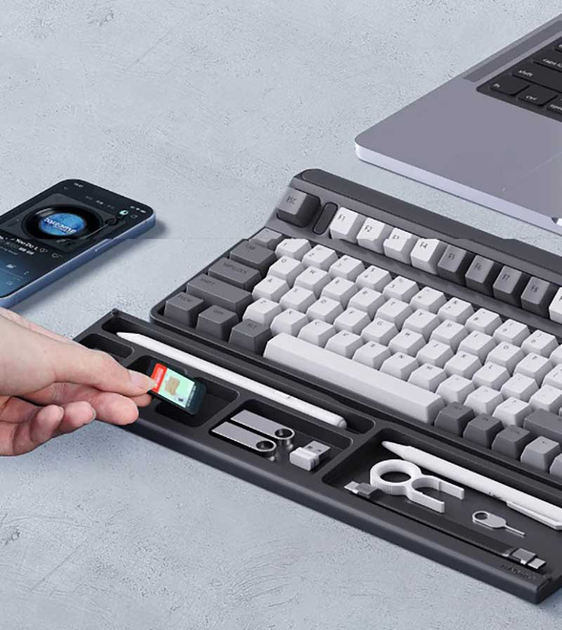 This keyboard wrist rest holds all of your most used computing tools ...
