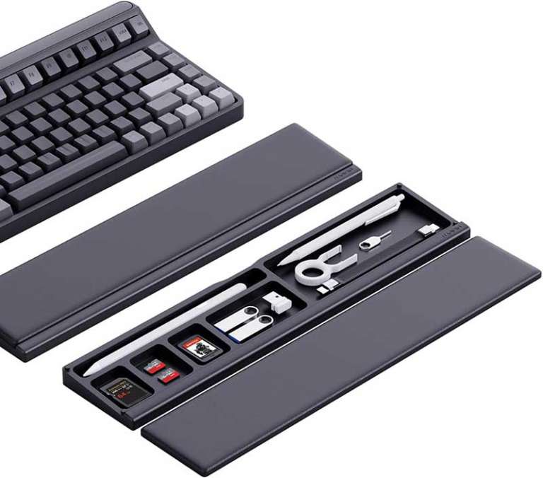 This keyboard wrist rest holds all of your most used computing tools ...