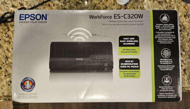 Epson WorkForce ES-C320W wireless compact desktop document scanner ...