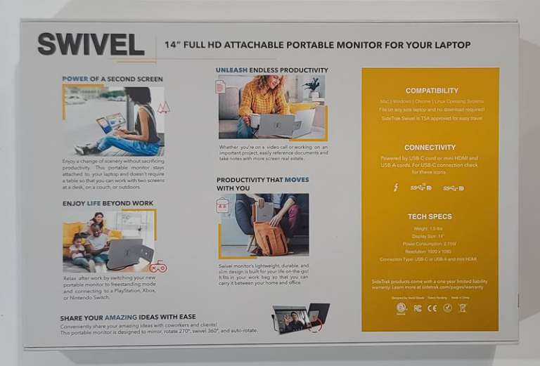 SideTrak Swivel FHD 14” attached portable monitor review - The Gadgeteer