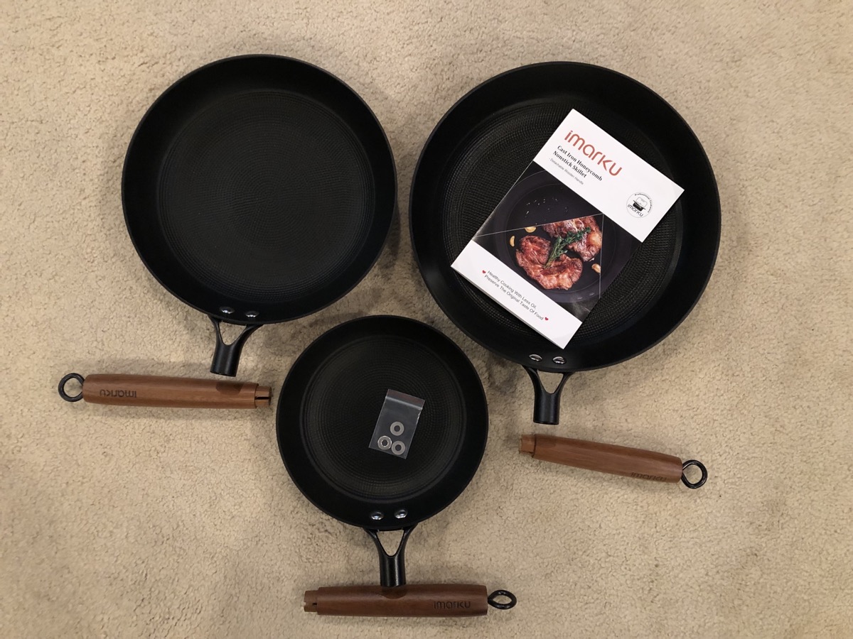 imarku Cast Iron Honeycomb Nonstick Skillet Set review - The Gadgeteer