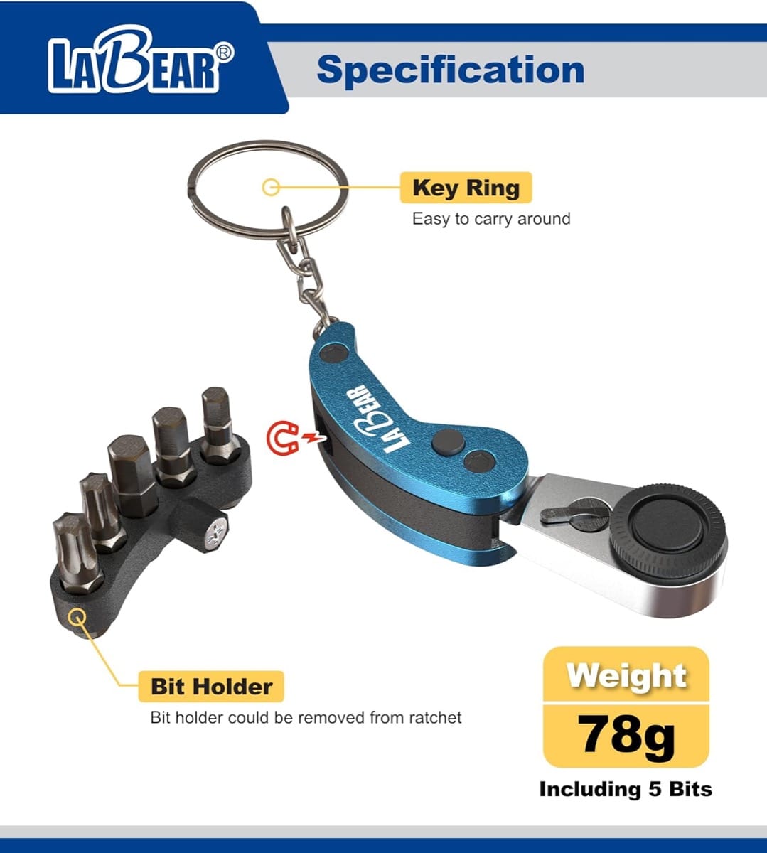 This mini ratchet with bit holder folds up to fit in your pocket or your keychain! - The Gadgeteer