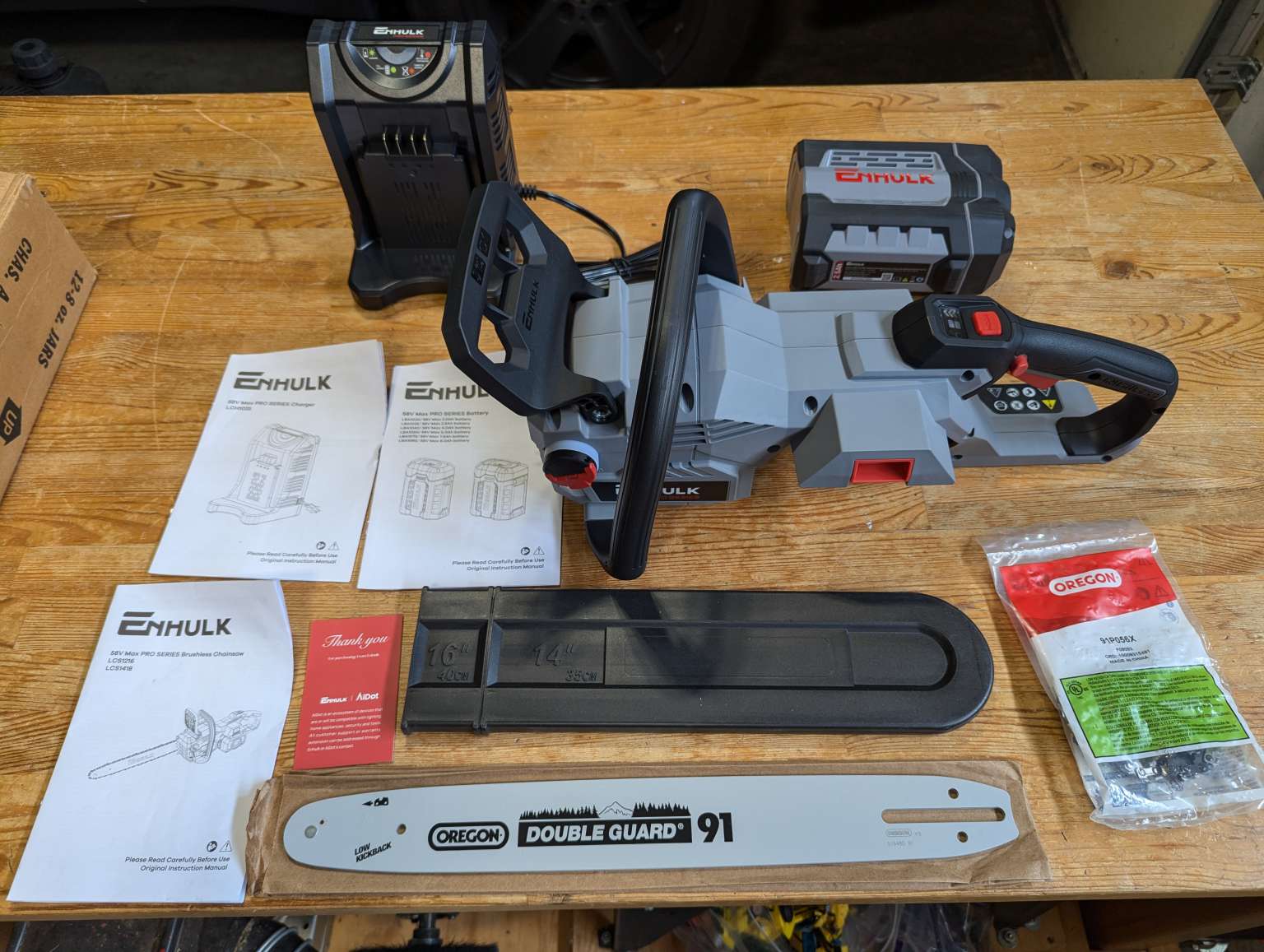 AiDot ENHULK 58V 16" Brushless Cordless Chainsaw with 78.8 ft./s Max ...