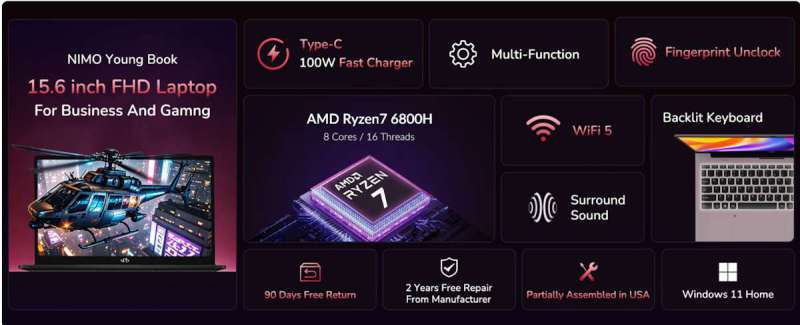 Nimo 15.6" N155 R7 6800H FHD Business Gaming Laptop review - The Gadgeteer