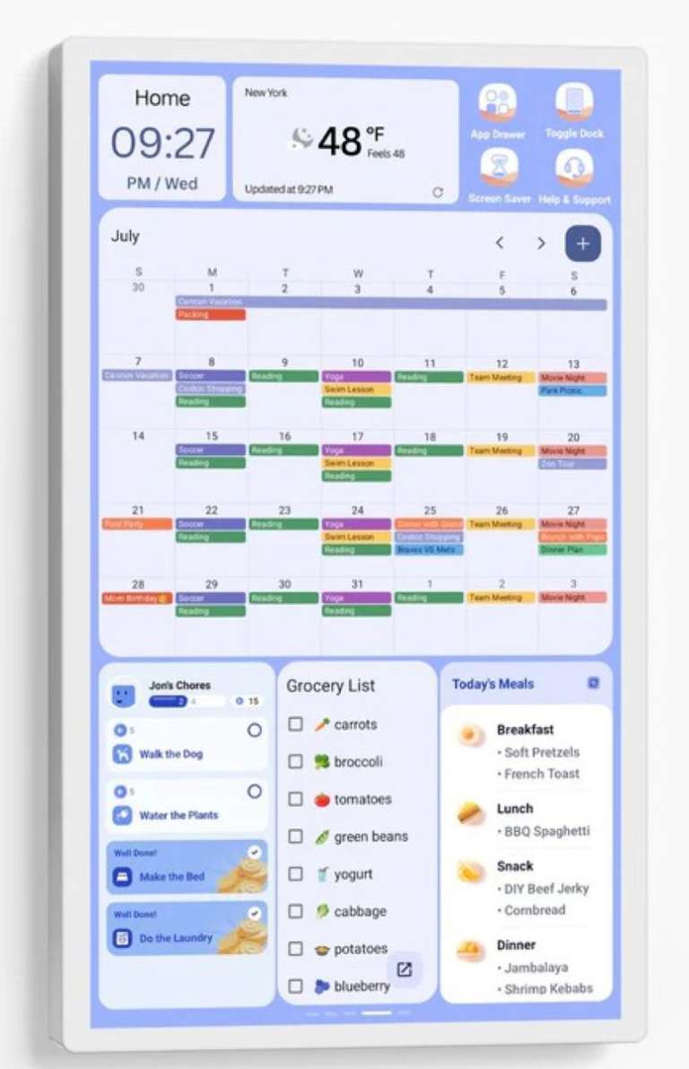 The Cozyla Calendar+ 2 is a touchscreen digital calendar that can ...