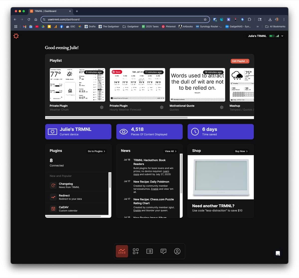 TRMNL e-ink dashboard display review - Better than onscreen widgets? - The Gadgeteer