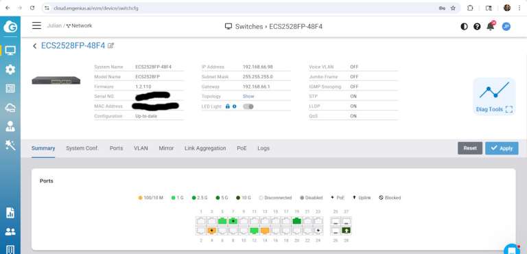 EnGenius ECS2528FP review - Cloud Managed Multi-Gigabit 410W PoE+ 24 Port Switch with 4 SFP+ ...